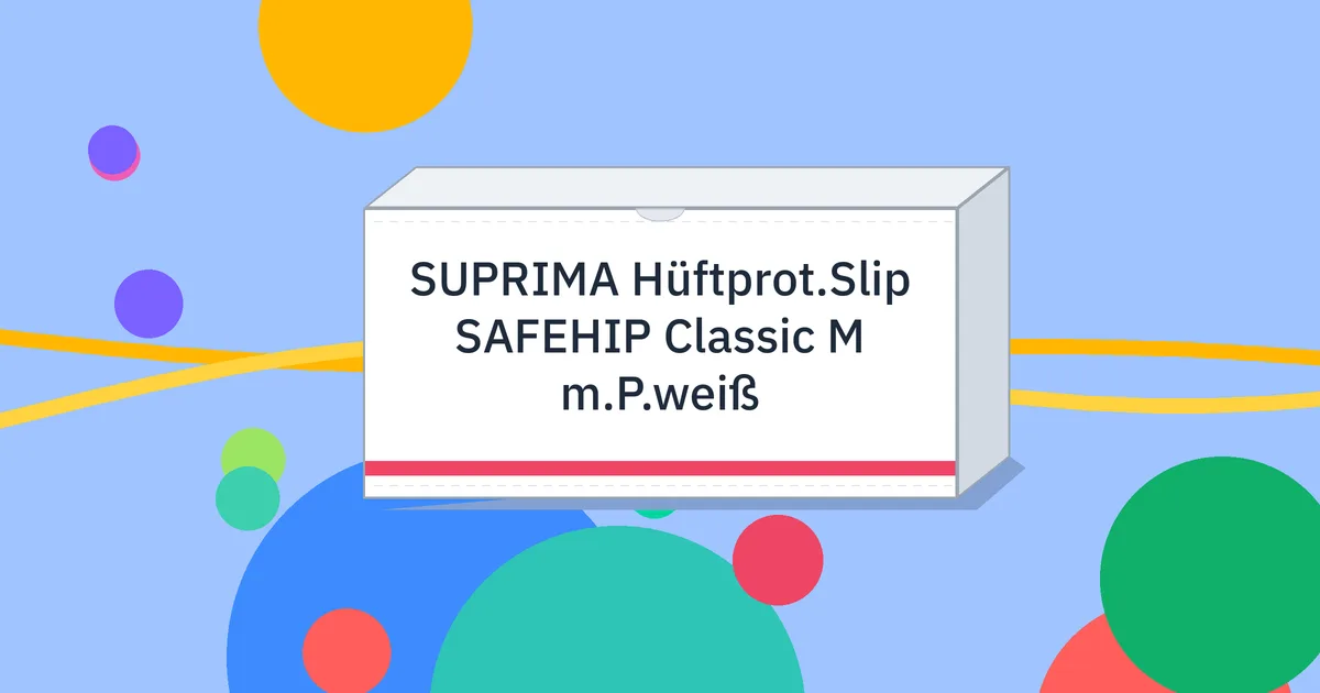 Symbolbild: Packung mit der Aufschrift SUPRIMA Hüftprot.Slip SAFEHIP Classic M m.P.weiß (PZN 13818446) – Verfügbarkeit und Bezug in Apotheken in Frankfurt am Main