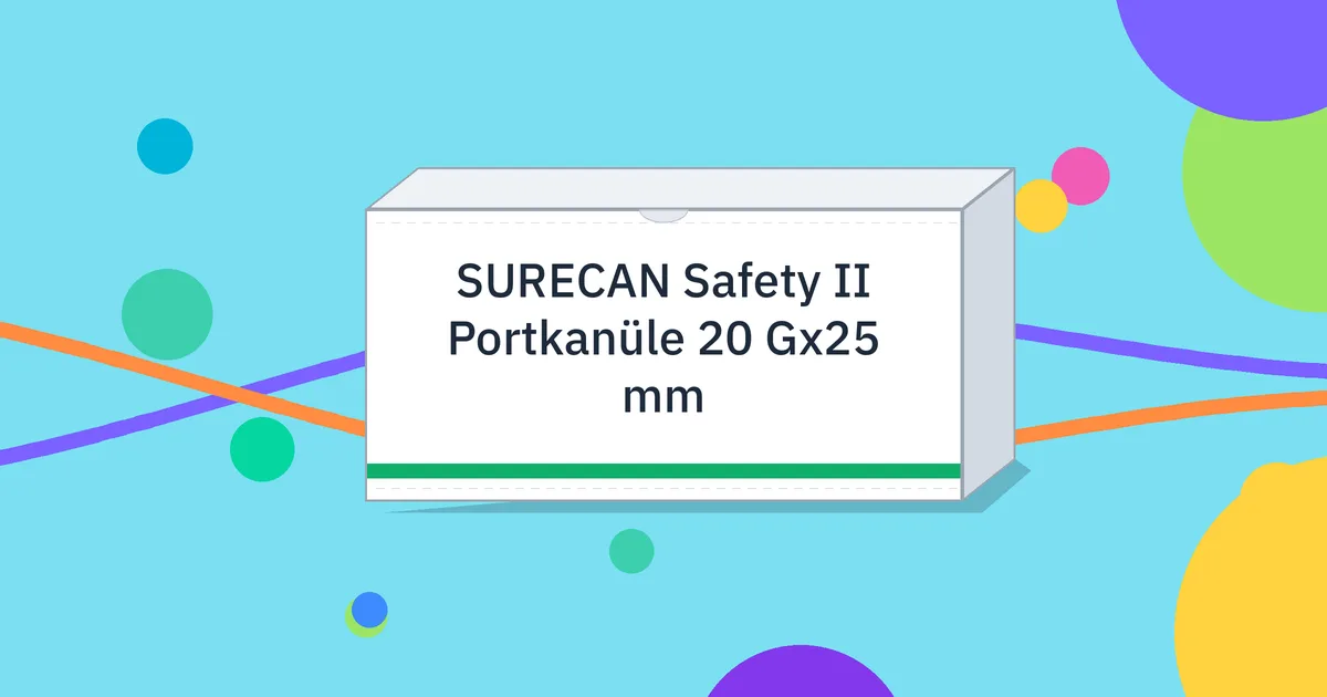 Symbolbild: Packung mit der Aufschrift SURECAN Safety II Portkanüle 20 Gx25 mm (PZN 07799851) – Verfügbarkeit und Bezug in Apotheken in Frankfurt am Main