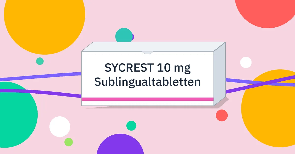 Symbolbild: Packung mit der Aufschrift SYCREST 10 mg Sublingualtabletten (PZN 09704435) – Verfügbarkeit und Bezug in Apotheken in Frankfurt am Main