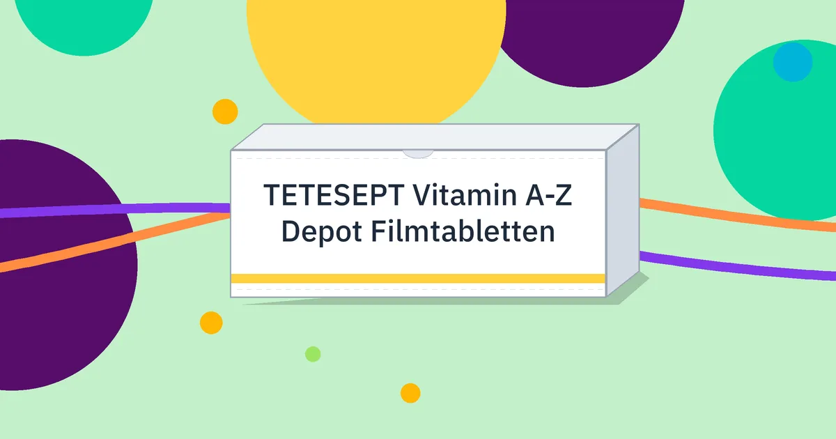 Symbolbild: Packung mit der Aufschrift TETESEPT Vitamin A-Z Depot Filmtabletten (PZN 16877202) – Verfügbarkeit und Bezug in Apotheken in Frankfurt am Main