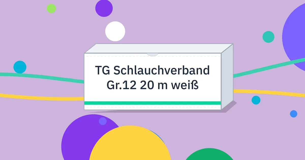 Symbolbild: Packung mit der Aufschrift TG Schlauchverband Gr.12 20 m weiß (PZN 01309343) – Verfügbarkeit und Bezug in Apotheken in Frankfurt am Main