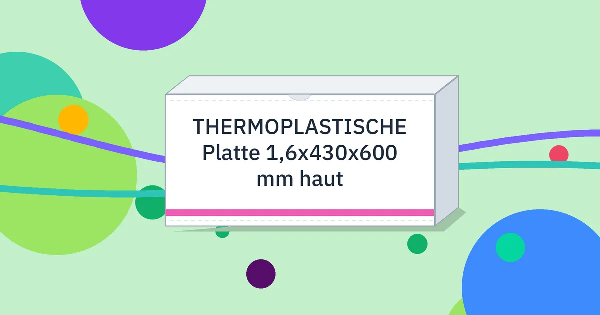 Symbolbild: Packung mit der Aufschrift THERMOPLASTISCHE Platte 1,6x430x600 mm haut (PZN 11549976) – Verfügbarkeit und Bezug in Apotheken in Frankfurt am Main