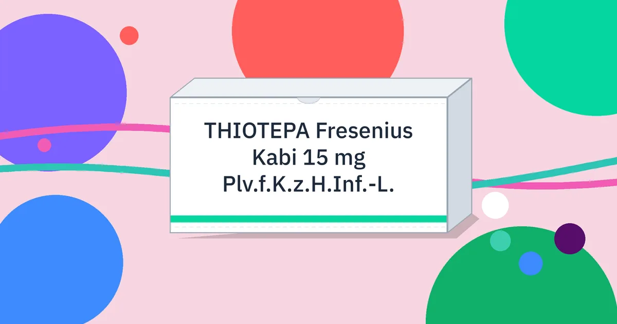 Symbolbild: Packung mit der Aufschrift THIOTEPA Fresenius Kabi 15 mg Plv.f.K.z.H.Inf.-L. (PZN 19099596) – Verfügbarkeit und Bezug in Apotheken in Frankfurt am Main