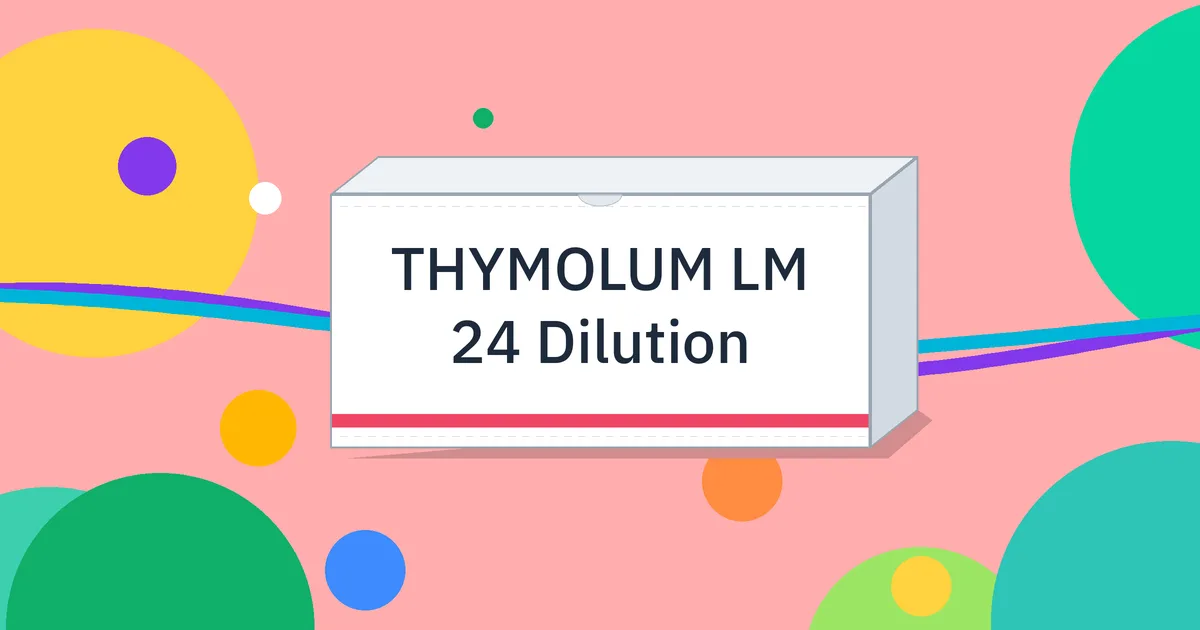 Symbolbild: Packung mit der Aufschrift THYMOLUM LM 24 Dilution (PZN 13222624) – Verfügbarkeit und Bezug in Apotheken in Frankfurt am Main
