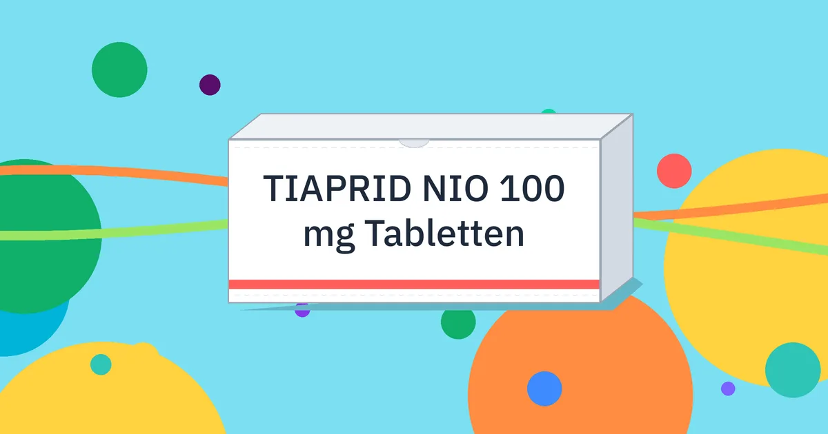 Symbolbild: Packung mit der Aufschrift TIAPRID NIO 100 mg Tabletten (PZN 19729614) – Verfügbarkeit und Bezug in Apotheken in Frankfurt am Main