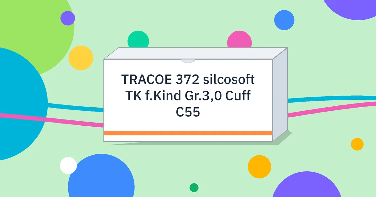 Symbolbild: Packung mit der Aufschrift TRACOE 372 silcosoft TK f.Kind Gr.3,0 Cuff C55 (PZN 14316072) – Verfügbarkeit und Bezug in Apotheken in Frankfurt am Main