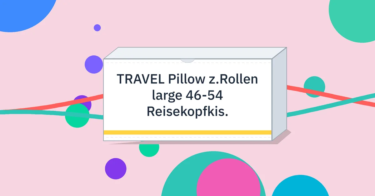 Symbolbild: Packung mit der Aufschrift TRAVEL Pillow z.Rollen large 46-54 Reisekopfkis. (PZN 00633403) – Verfügbarkeit und Bezug in Apotheken in Frankfurt am Main