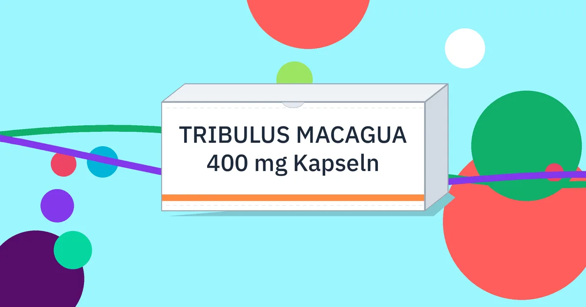 Symbolbild: Packung mit der Aufschrift TRIBULUS MACAGUA 400 mg Kapseln (PZN 09463368) – Verfügbarkeit und Bezug in Apotheken in Frankfurt am Main