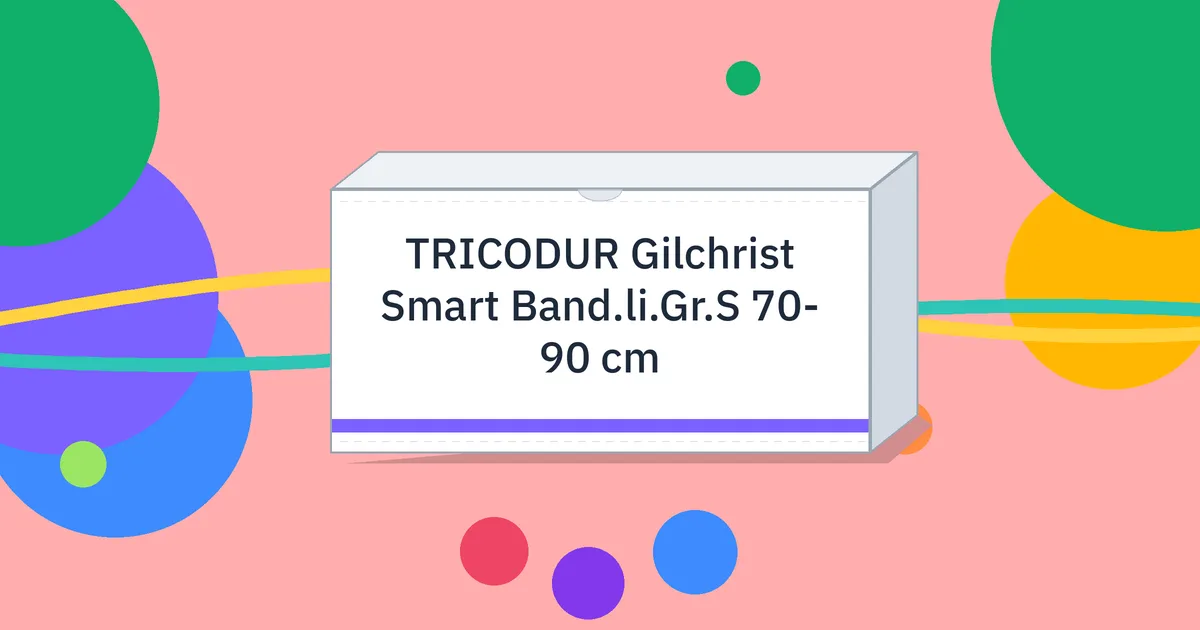 Symbolbild: Packung mit der Aufschrift TRICODUR Gilchrist Smart Band.li.Gr.S 70-90 cm (PZN 10014138) – Verfügbarkeit und Bezug in Apotheken in Frankfurt am Main