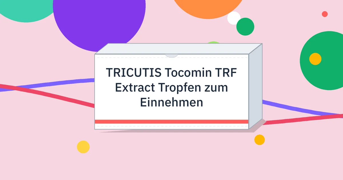 Symbolbild: Packung mit der Aufschrift TRICUTIS Tocomin TRF Extract Tropfen zum Einnehmen (PZN 16142593) – Verfügbarkeit und Bezug in Apotheken in Frankfurt am Main