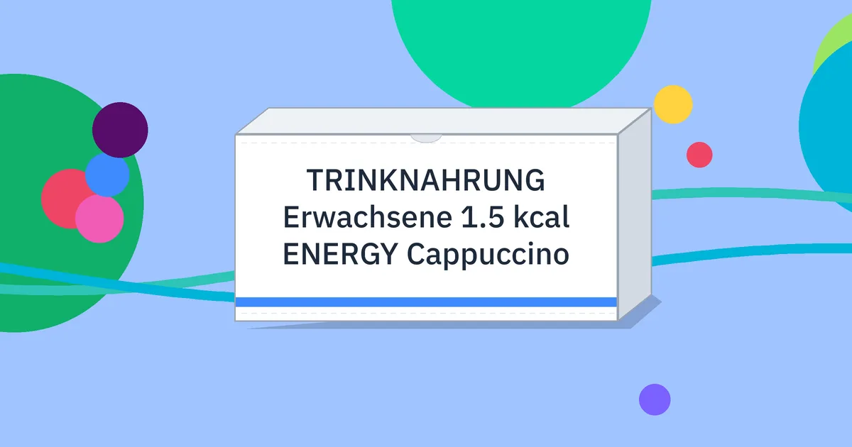 Symbolbild: Packung mit der Aufschrift TRINKNAHRUNG Erwachsene 1.5 kcal ENERGY Cappuccino (PZN 16917048) – Verfügbarkeit und Bezug in Apotheken in Frankfurt am Main