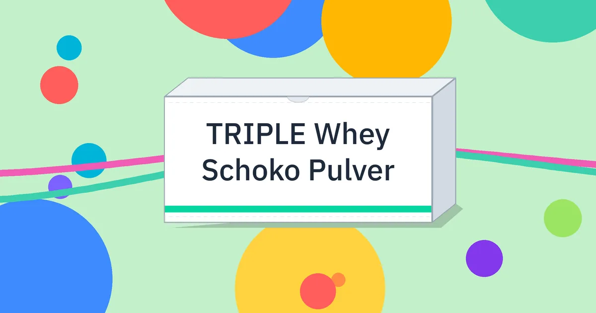 Symbolbild: Packung mit der Aufschrift TRIPLE Whey Schoko Pulver (PZN 20720854) – Verfügbarkeit und Bezug in Apotheken in Frankfurt am Main