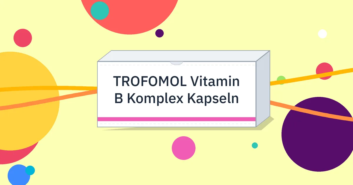 Symbolbild: Packung mit der Aufschrift TROFOMOL Vitamin B Komplex Kapseln (PZN 20218356) – Verfügbarkeit und Bezug in Apotheken in Frankfurt am Main