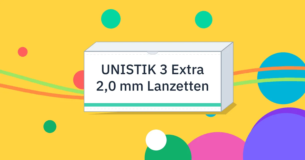 Symbolbild: Packung mit der Aufschrift UNISTIK 3 Extra 2,0 mm Lanzetten (PZN 09728329) – Verfügbarkeit und Bezug in Apotheken in Frankfurt am Main