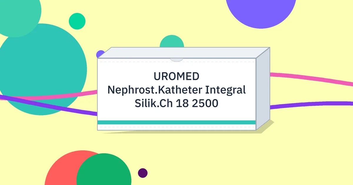 Symbolbild: Packung mit der Aufschrift UROMED Nephrost.Katheter Integral Silik.Ch 18 2500 (PZN 04741733) – Verfügbarkeit und Bezug in Apotheken in Frankfurt am Main