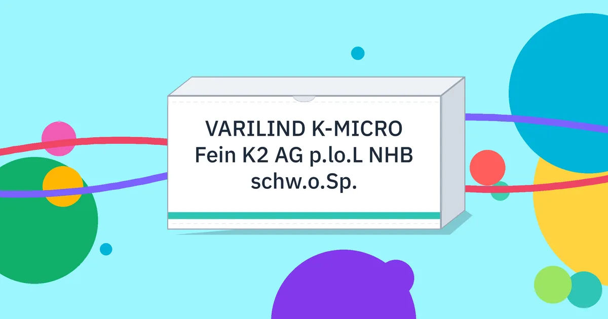 Symbolbild: Packung mit der Aufschrift VARILIND K-MICRO Fein K2 AG p.lo.L NHB schw.o.Sp. (PZN 20556834) – Verfügbarkeit und Bezug in Apotheken in Frankfurt am Main