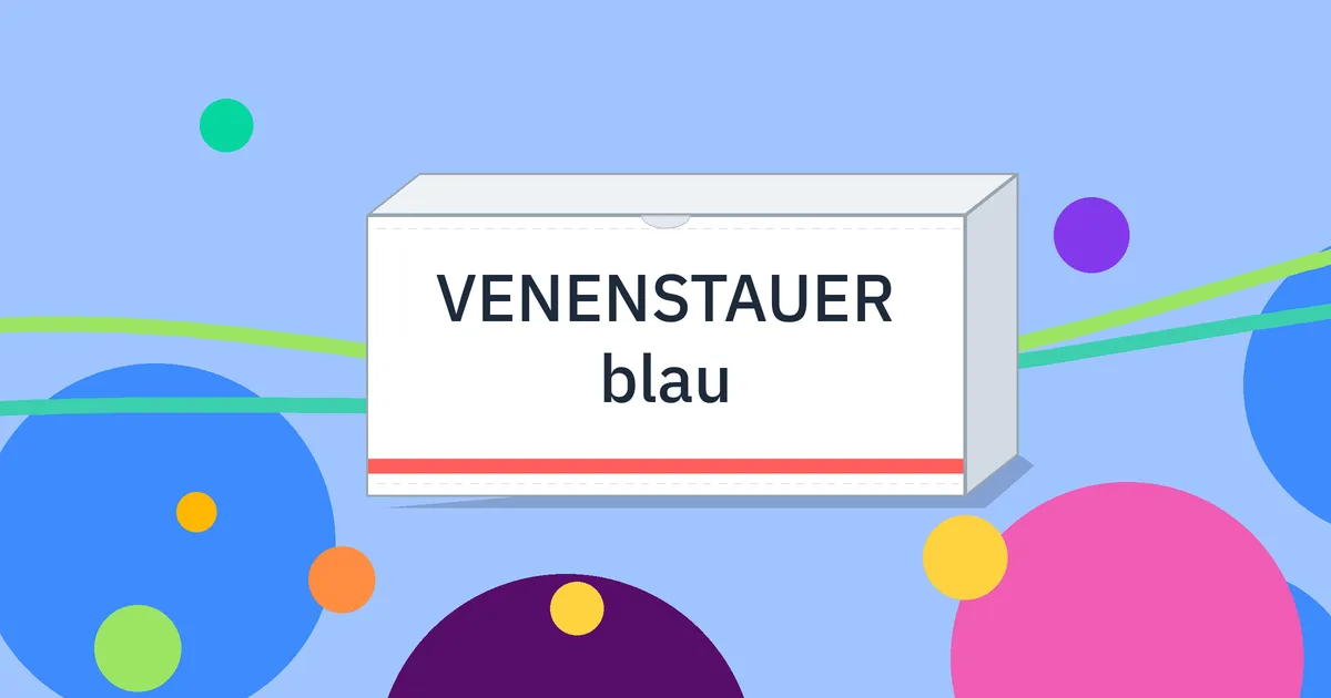 Symbolbild: Packung mit der Aufschrift VENENSTAUER blau (PZN 18657812) – Verfügbarkeit und Bezug in Apotheken in Frankfurt am Main