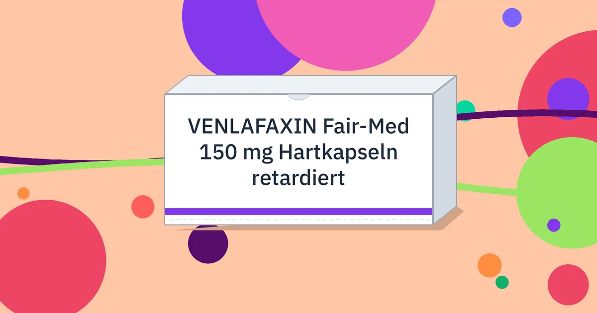 Symbolbild: Packung mit der Aufschrift VENLAFAXIN Fair-Med 150 mg Hartkapseln retardiert (PZN 14321819) – Verfügbarkeit und Bezug in Apotheken in Frankfurt am Main