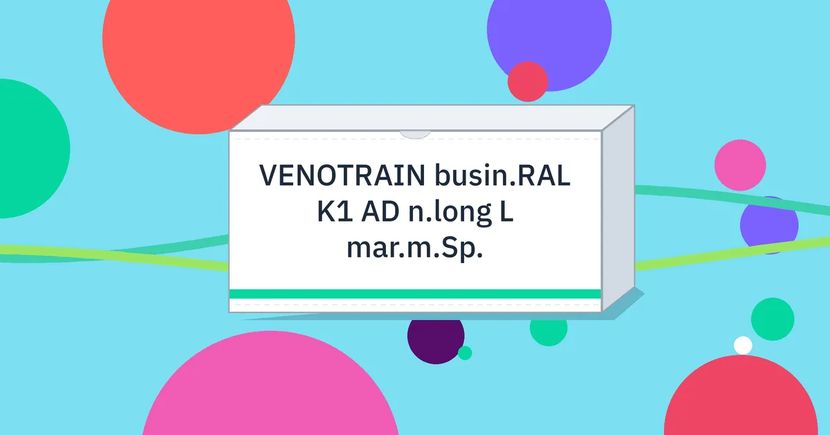 Symbolbild: Packung mit der Aufschrift VENOTRAIN busin.RAL K1 AD n.long L mar.m.Sp. (PZN 06948303) – Verfügbarkeit und Bezug in Apotheken in Frankfurt am Main