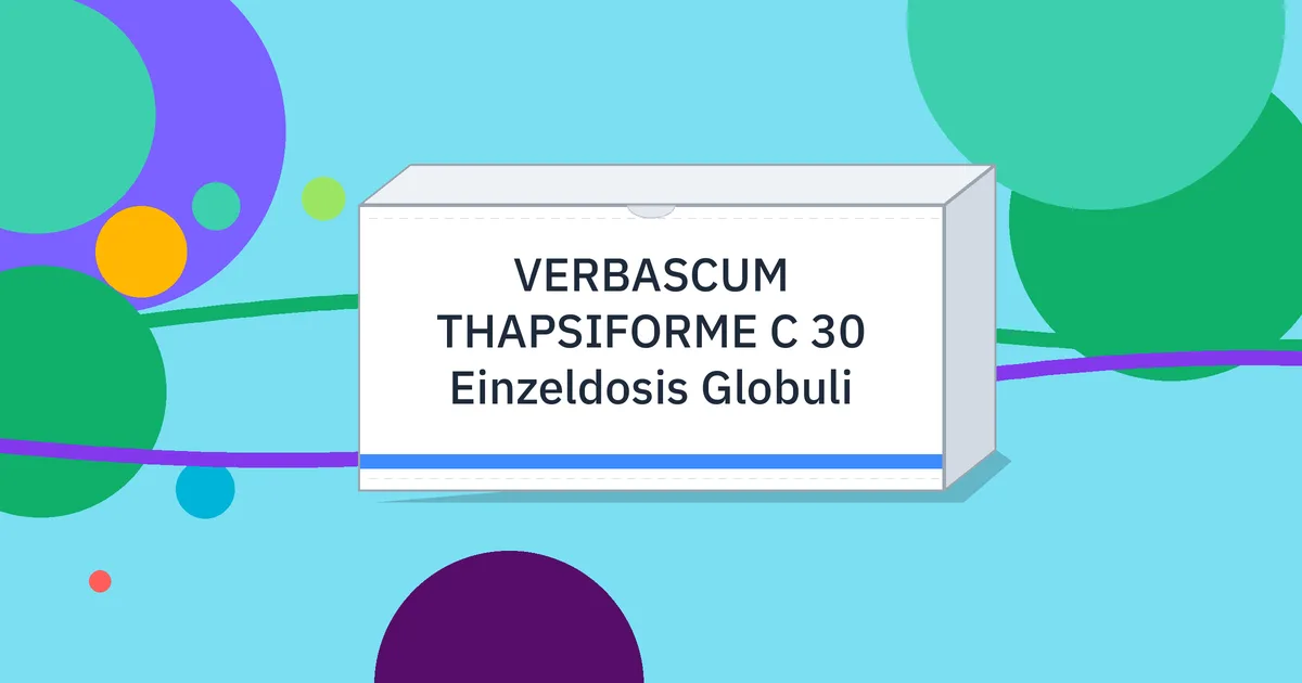 Symbolbild: Packung mit der Aufschrift VERBASCUM THAPSIFORME C 30 Einzeldosis Globuli (PZN 02695035) – Verfügbarkeit und Bezug in Apotheken in Frankfurt am Main