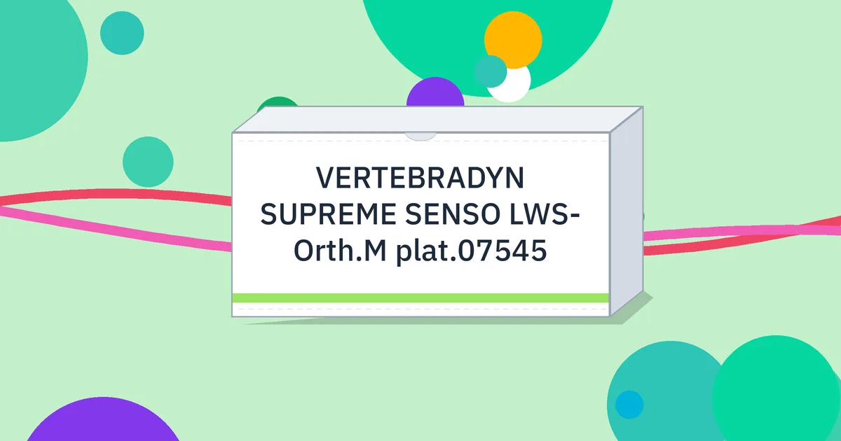Symbolbild: Packung mit der Aufschrift VERTEBRADYN SUPREME SENSO LWS-Orth.M plat.07545 (PZN 16881770) – Verfügbarkeit und Bezug in Apotheken in Frankfurt am Main