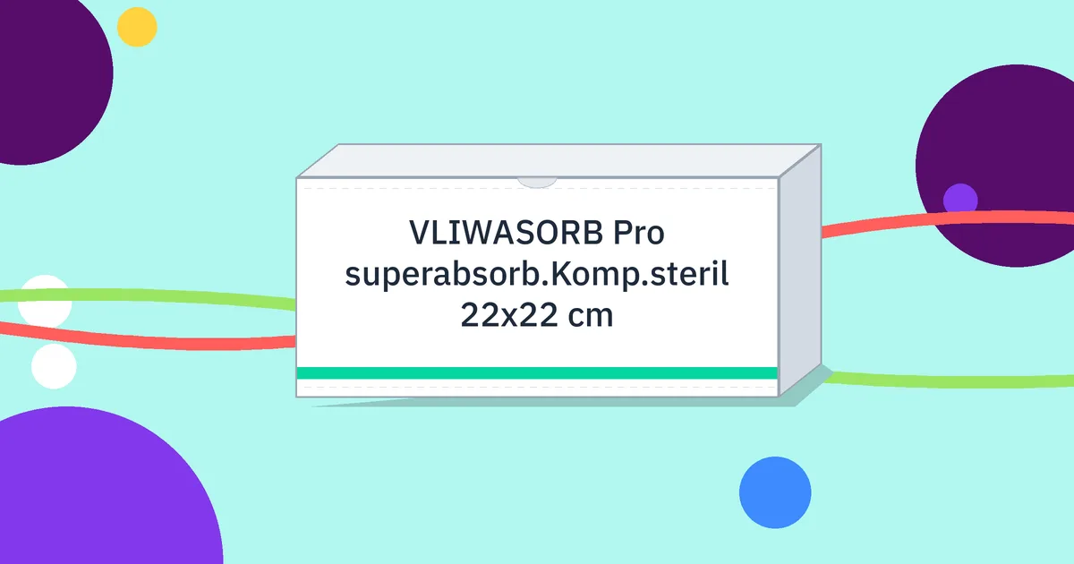 Symbolbild: Packung mit der Aufschrift VLIWASORB Pro superabsorb.Komp.steril 22x22 cm (PZN 17452887) – Verfügbarkeit und Bezug in Apotheken in Frankfurt am Main