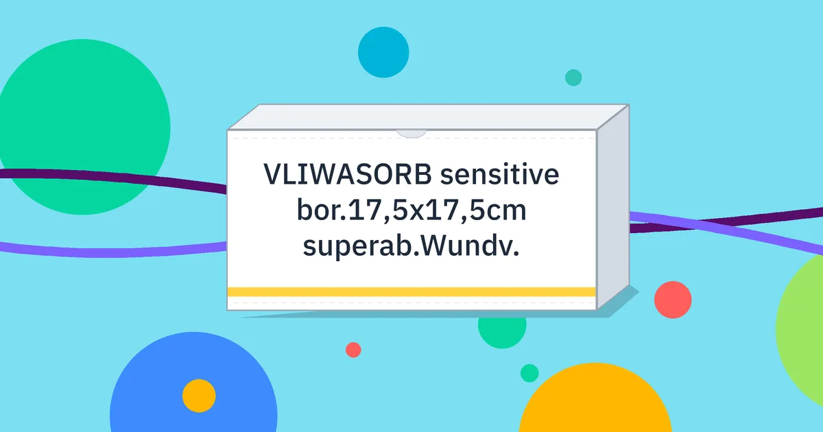 Symbolbild: Packung mit der Aufschrift VLIWASORB sensitive bor.17,5x17,5cm superab.Wundv. (PZN 20322119) – Verfügbarkeit und Bezug in Apotheken in Frankfurt am Main