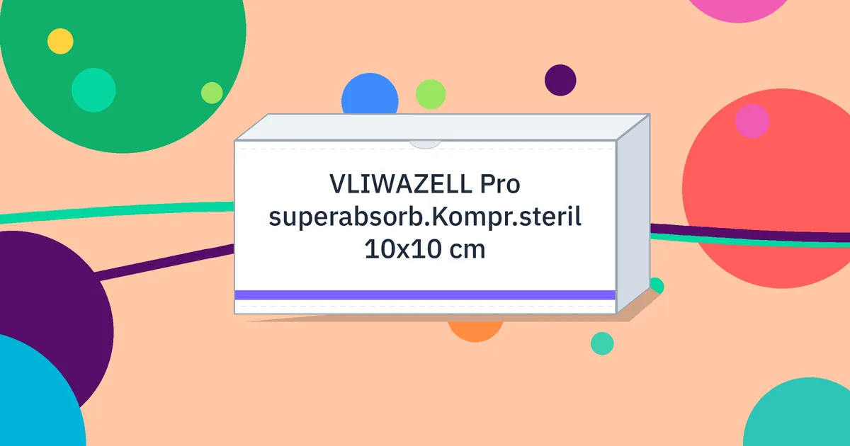Symbolbild: Packung mit der Aufschrift VLIWAZELL Pro superabsorb.Kompr.steril 10x10 cm (PZN 17416271) – Verfügbarkeit und Bezug in Apotheken in Frankfurt am Main