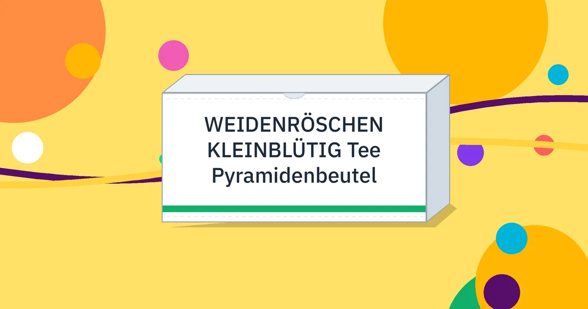 Symbolbild: Packung mit der Aufschrift WEIDENRÖSCHEN KLEINBLÜTIG Tee Pyramidenbeutel (PZN 15382680) – Verfügbarkeit und Bezug in Apotheken in Frankfurt am Main