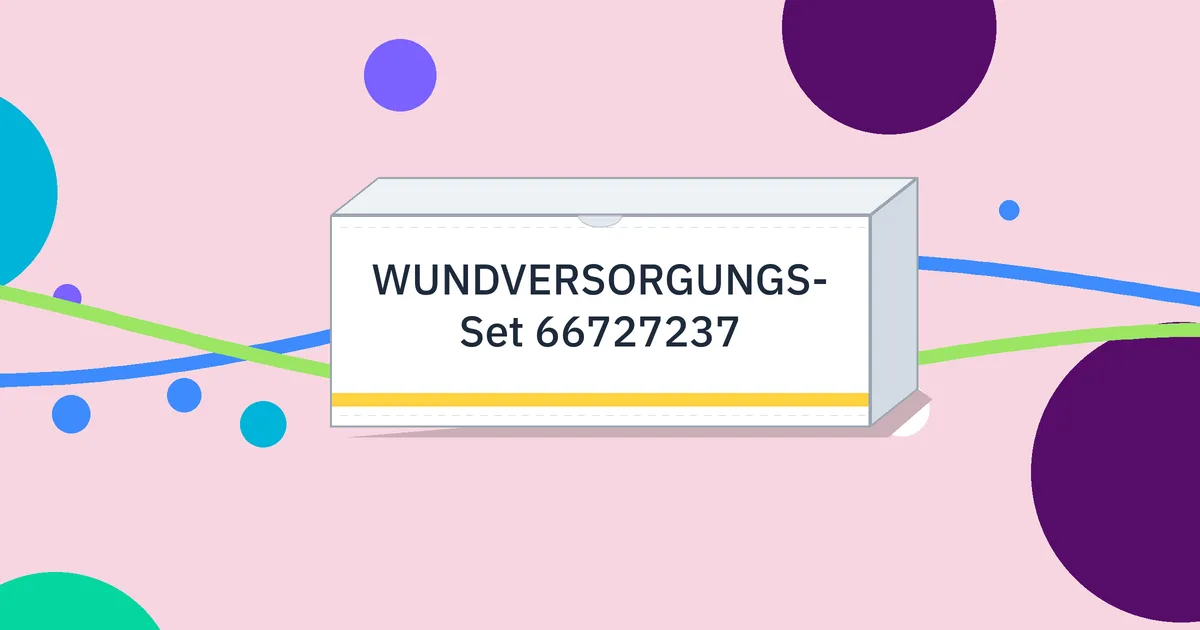 Symbolbild: Packung mit der Aufschrift WUNDVERSORGUNGS-Set 66727237 (PZN 20207743) – Verfügbarkeit und Bezug in Apotheken in Frankfurt am Main