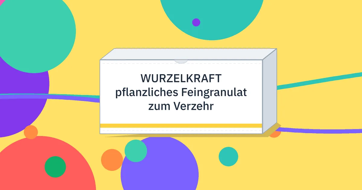Symbolbild: Packung mit der Aufschrift WURZELKRAFT pflanzliches Feingranulat zum Verzehr (PZN 19946694) – Verfügbarkeit und Bezug in Apotheken in Frankfurt am Main