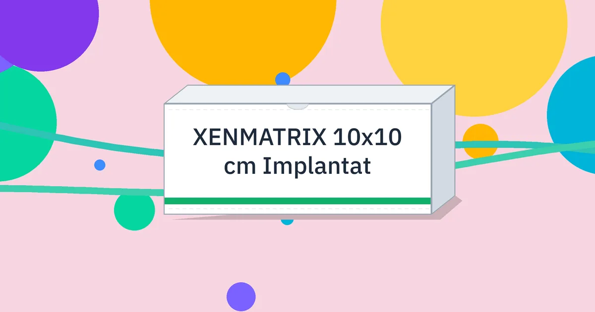 Symbolbild: Packung mit der Aufschrift XENMATRIX 10x10 cm Implantat (PZN 11173778) – Verfügbarkeit und Bezug in Apotheken in Frankfurt am Main