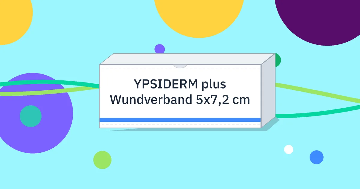 Symbolbild: Packung mit der Aufschrift YPSIDERM plus Wundverband 5x7,2 cm (PZN 06083642) – Verfügbarkeit und Bezug in Apotheken in Frankfurt am Main