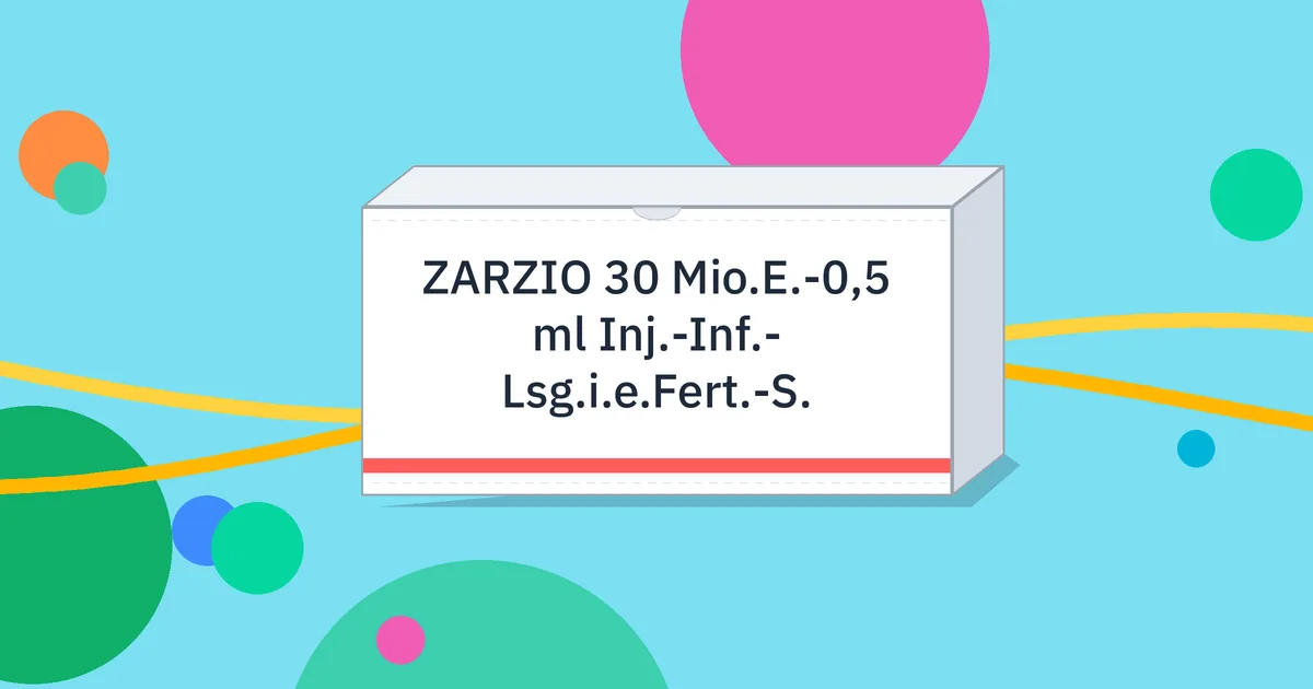 Symbolbild: Packung mit der Aufschrift ZARZIO 30 Mio.E.-0,5 ml Inj.-Inf.-Lsg.i.e.Fert.-S. (PZN 12562499) – Verfügbarkeit und Bezug in Apotheken in Frankfurt am Main