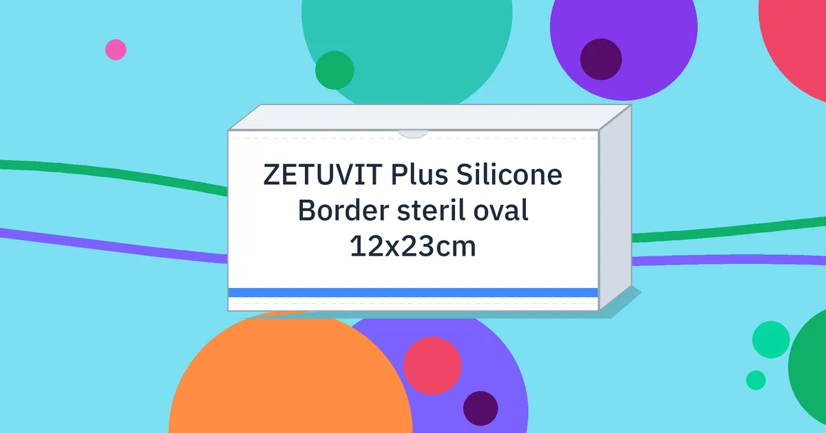 Symbolbild: Packung mit der Aufschrift ZETUVIT Plus Silicone Border steril oval 12x23cm (PZN 20123940) – Verfügbarkeit und Bezug in Apotheken in Frankfurt am Main