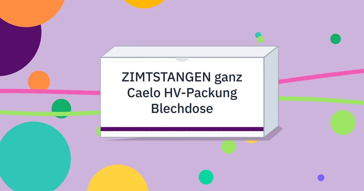Symbolbild: Packung mit der Aufschrift ZIMTSTANGEN ganz Caelo HV-Packung Blechdose (PZN 10549572) – Verfügbarkeit und Bezug in Apotheken in Frankfurt am Main