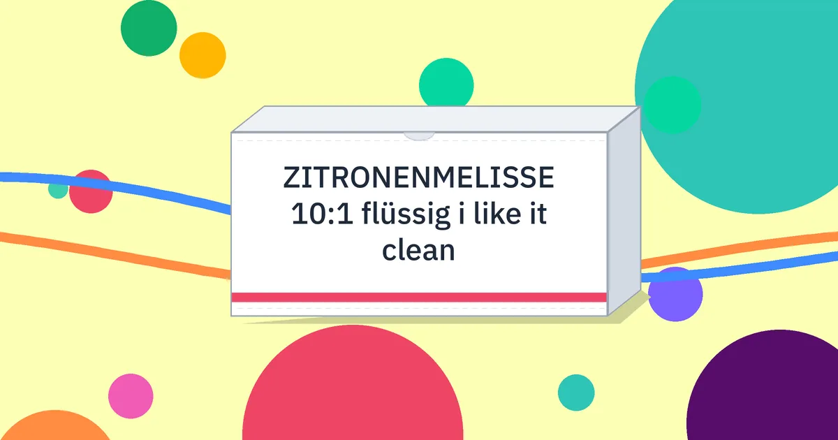 Symbolbild: Packung mit der Aufschrift ZITRONENMELISSE 10:1 flüssig i like it clean (PZN 19394504) – Verfügbarkeit und Bezug in Apotheken in Frankfurt am Main