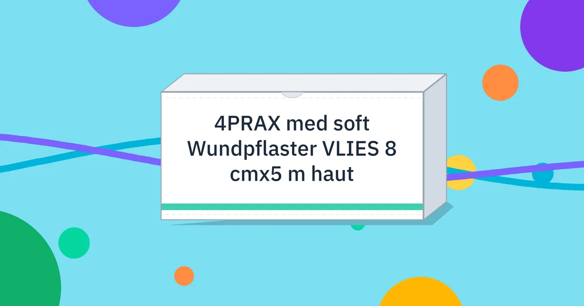 Symbolbild: Packung mit der Aufschrift 4PRAX med soft Wundpflaster VLIES 8 cmx5 m haut (PZN 20231121) – Verfügbarkeit und Bezug in Apotheken in Frankfurt am Main