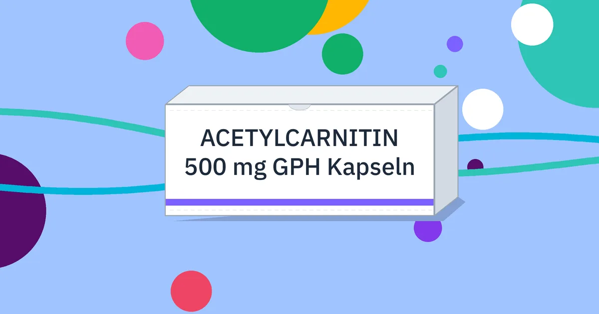 Symbolbild: Packung mit der Aufschrift ACETYLCARNITIN 500 mg GPH Kapseln (PZN 09681214) – Verfügbarkeit und Bezug in Apotheken in Frankfurt am Main