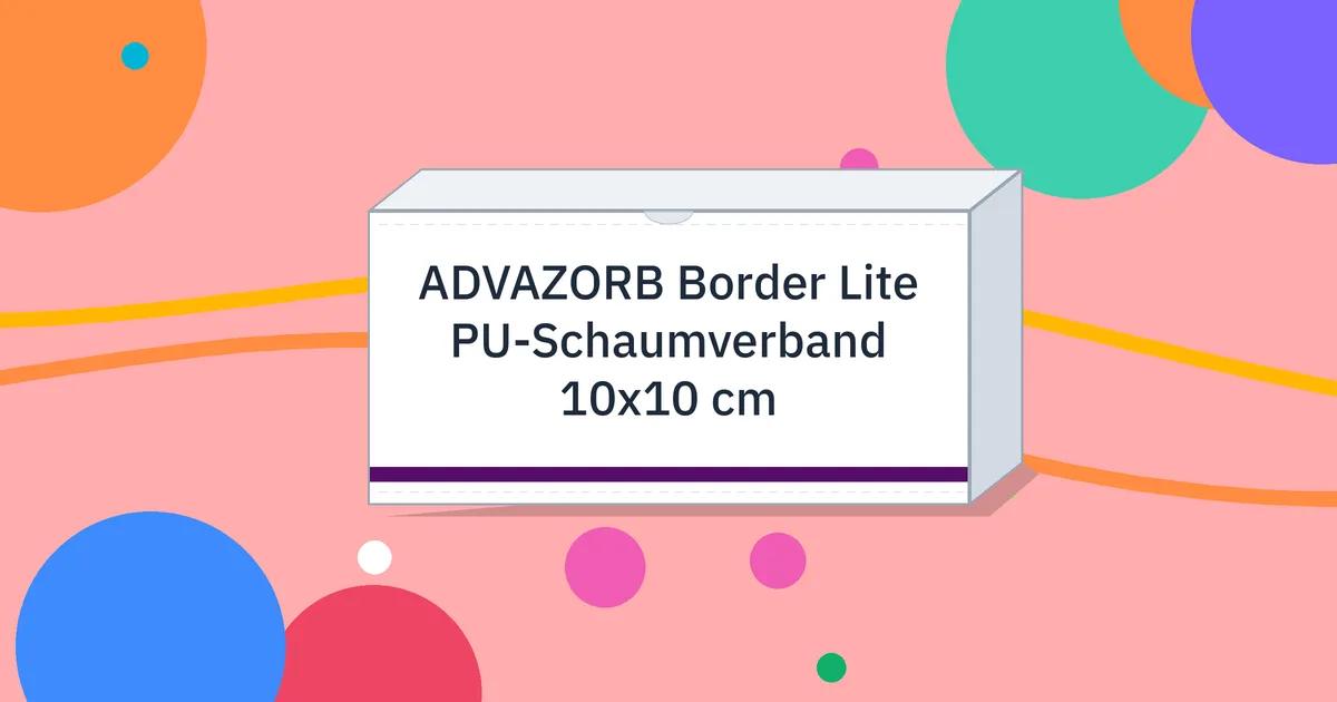 Symbolbild: Packung mit der Aufschrift ADVAZORB Border Lite PU-Schaumverband 10x10 cm (PZN 14233274) – Verfügbarkeit und Bezug in Apotheken in Frankfurt am Main