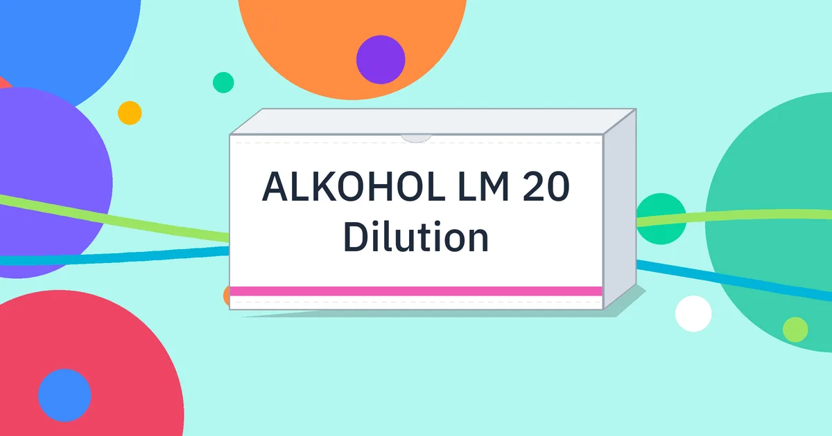 Symbolbild: Packung mit der Aufschrift ALKOHOL LM 20 Dilution (PZN 13311167) – Verfügbarkeit und Bezug in Apotheken in Frankfurt am Main