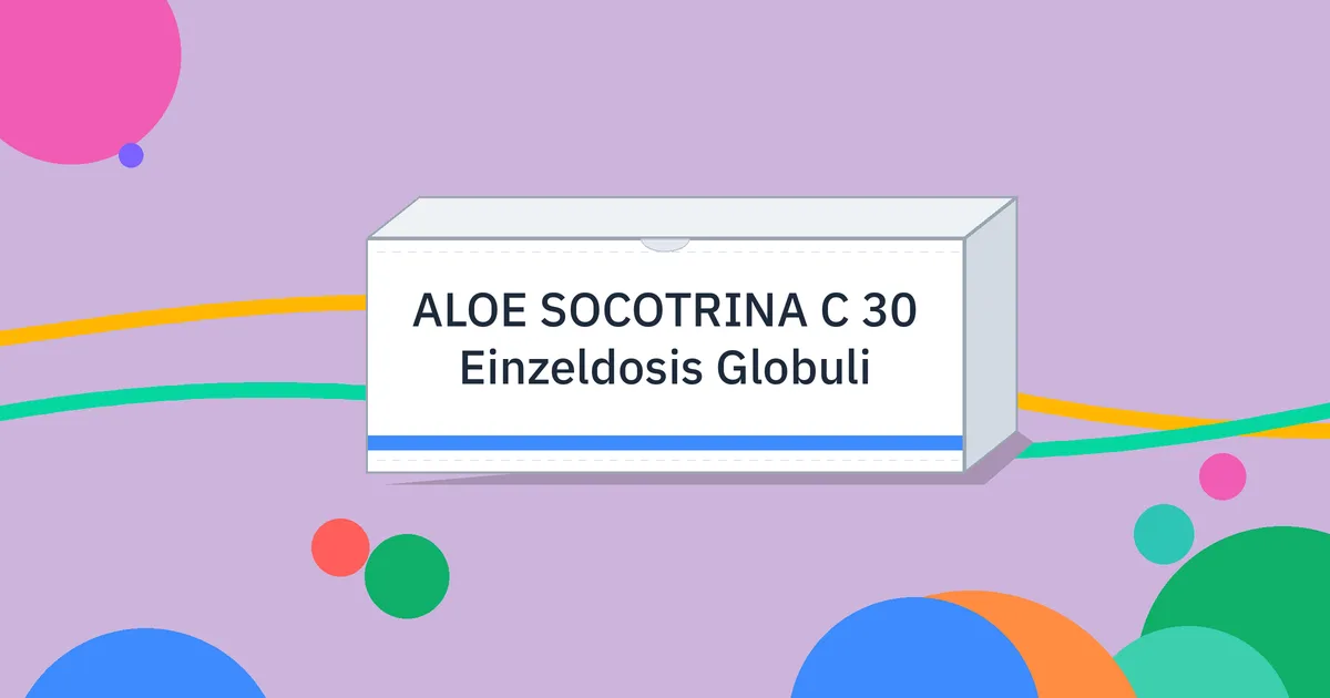 Symbolbild: Packung mit der Aufschrift ALOE SOCOTRINA C 30 Einzeldosis Globuli (PZN 01544481) – Verfügbarkeit und Bezug in Apotheken in Frankfurt am Main
