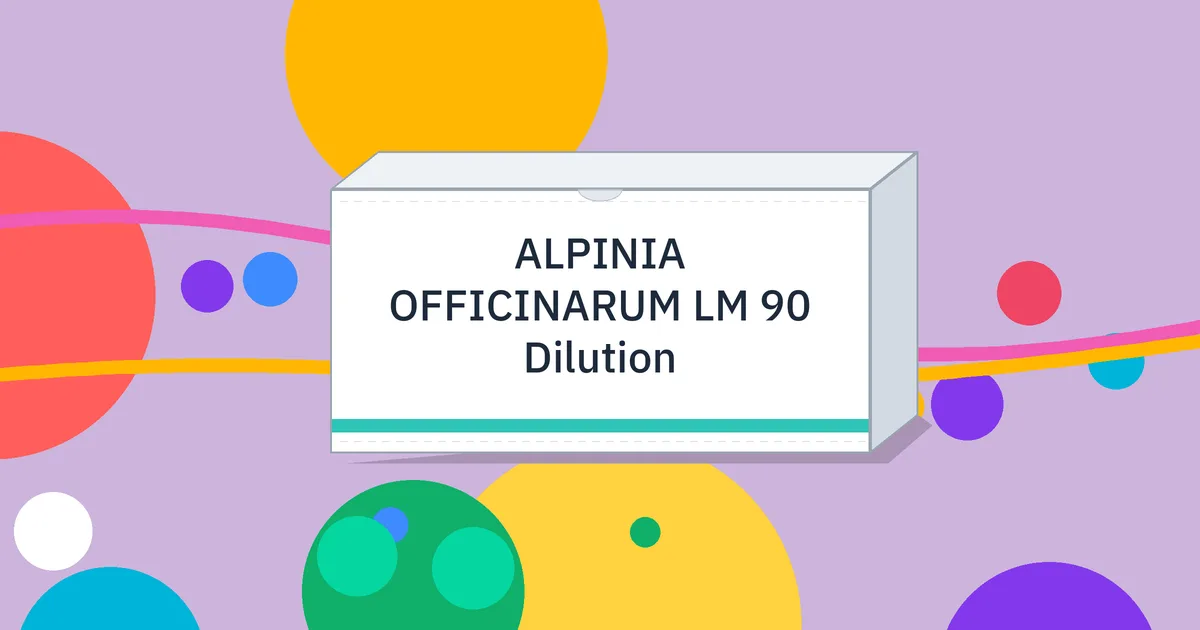 Symbolbild: Packung mit der Aufschrift ALPINIA OFFICINARUM LM 90 Dilution (PZN 13314148) – Verfügbarkeit und Bezug in Apotheken in Frankfurt am Main