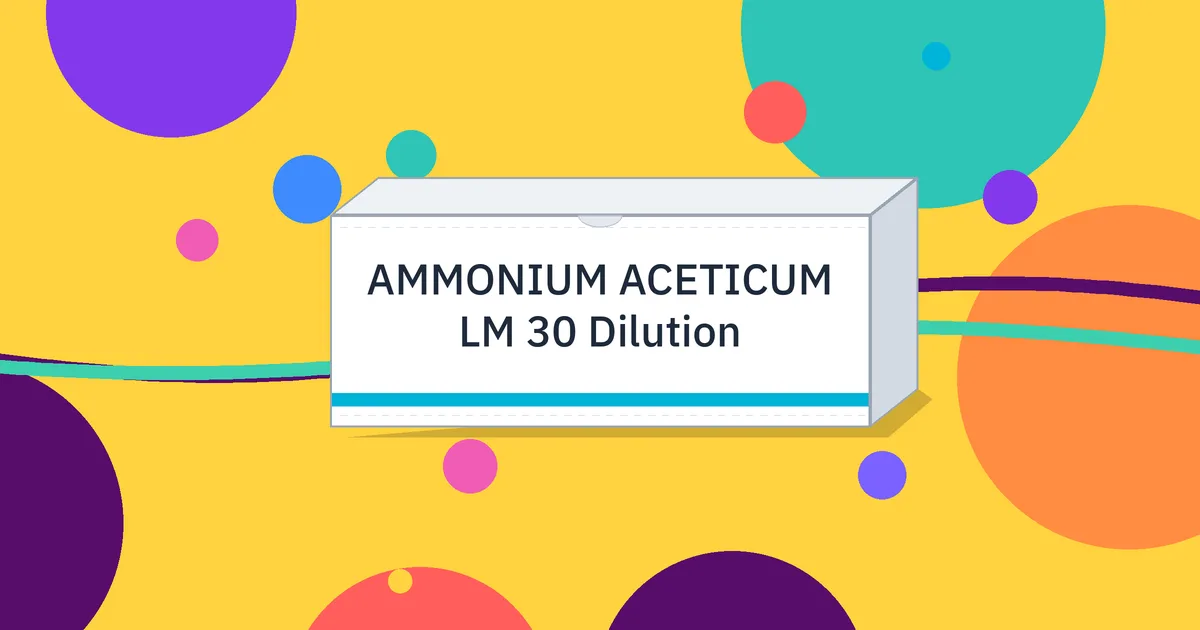 Symbolbild: Packung mit der Aufschrift AMMONIUM ACETICUM LM 30 Dilution (PZN 13319677) – Verfügbarkeit und Bezug in Apotheken in Frankfurt am Main