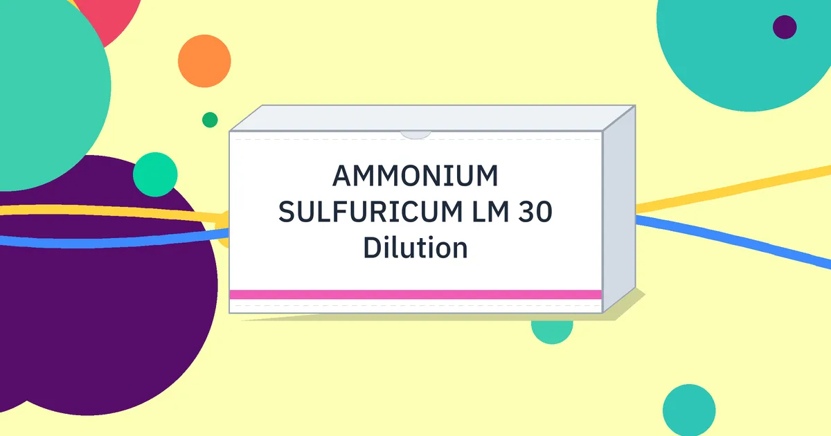 Symbolbild: Packung mit der Aufschrift AMMONIUM SULFURICUM LM 30 Dilution (PZN 13323420) – Verfügbarkeit und Bezug in Apotheken in Frankfurt am Main