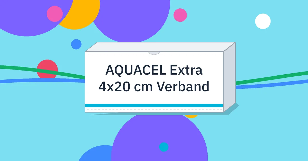 Symbolbild: Packung mit der Aufschrift AQUACEL Extra 4x20 cm Verband (PZN 08746615) – Verfügbarkeit und Bezug in Apotheken in Frankfurt am Main