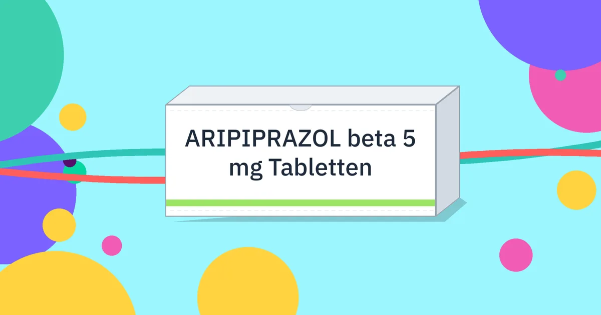 Symbolbild: Packung mit der Aufschrift ARIPIPRAZOL beta 5 mg Tabletten (PZN 10784304) – Verfügbarkeit und Bezug in Apotheken in Frankfurt am Main