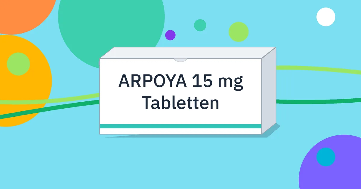 Symbolbild: Packung mit der Aufschrift ARPOYA 15 mg Tabletten (PZN 19053849) – Verfügbarkeit und Bezug in Apotheken in Frankfurt am Main