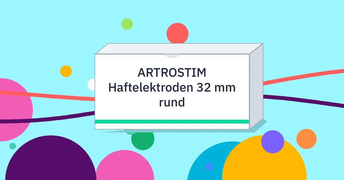 Symbolbild: Packung mit der Aufschrift ARTROSTIM Haftelektroden 32 mm rund (PZN 01657452) – Verfügbarkeit und Bezug in Apotheken in Frankfurt am Main