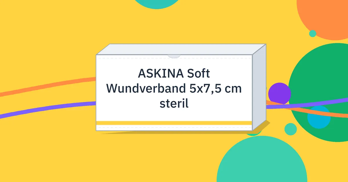Symbolbild: Packung mit der Aufschrift ASKINA Soft Wundverband 5x7,5 cm steril (PZN 18671999) – Verfügbarkeit und Bezug in Apotheken in Frankfurt am Main
